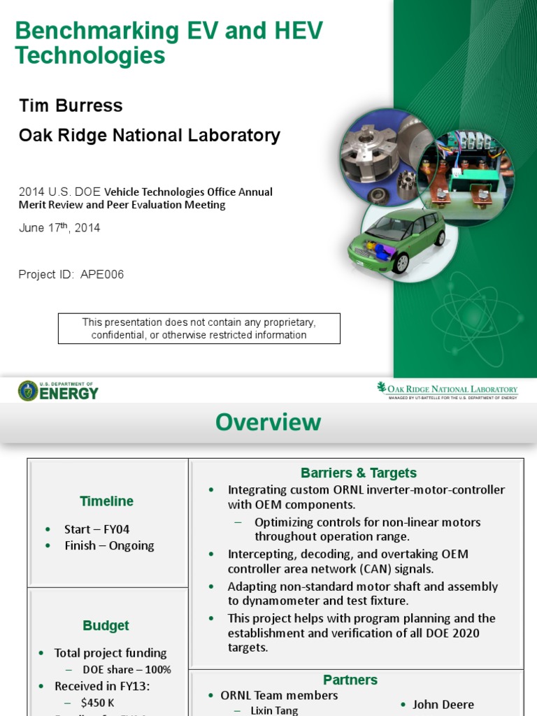 Benchmarking EV and HEV Technologies: Tim Burress Oak Ridge National ...