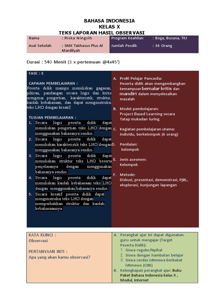 Modul Ajar Bahasa Indonesia Kelas X | PDF | Karier & Perkembangan | Seni & Disiplin Bahasa