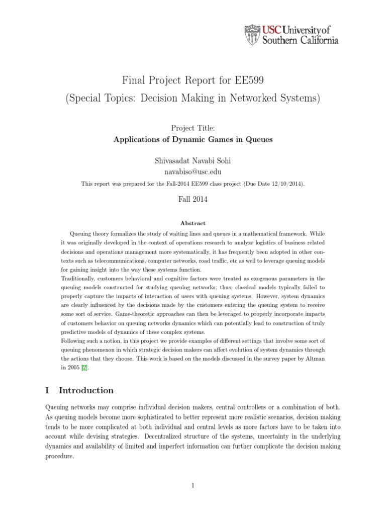 Final Project Report For Ee599 Special Topics Decision Making In