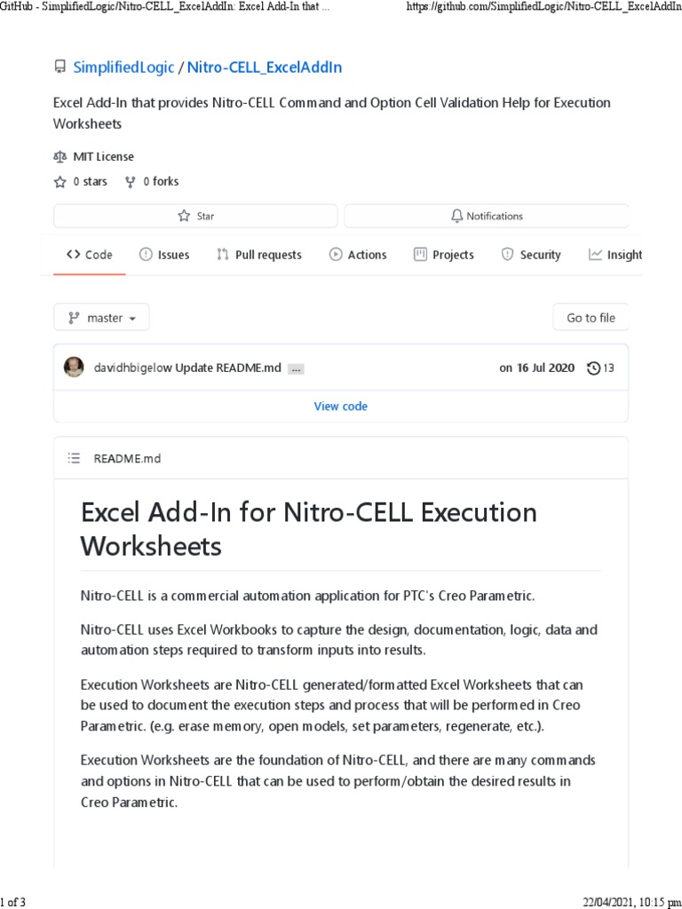 Excel Add-In For Nitro-CELL Execution Worksheets | PDF | Microsoft ...