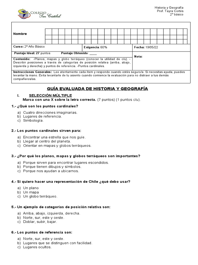 Guia Evaluada Historia - 2° Basico | PDF