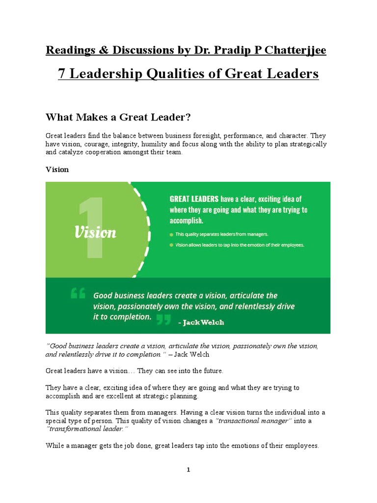7 Qualities of Leadership | PDF | Leadership | Courage