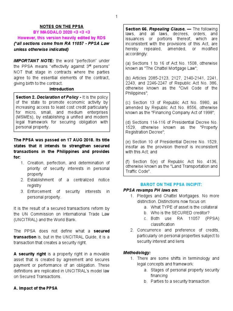 9. PPSA Notes™ | PDF | Security Interest | Mortgage Law