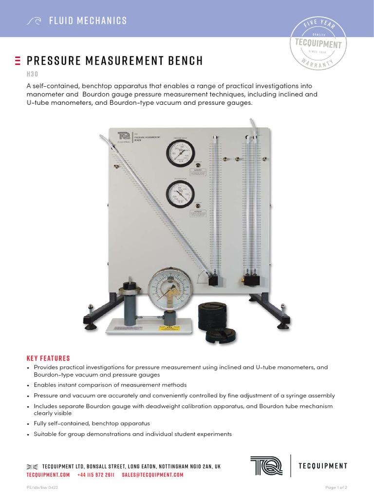 H30 Pressure Measurement Datasheet | PDF | Pressure Measurement ...