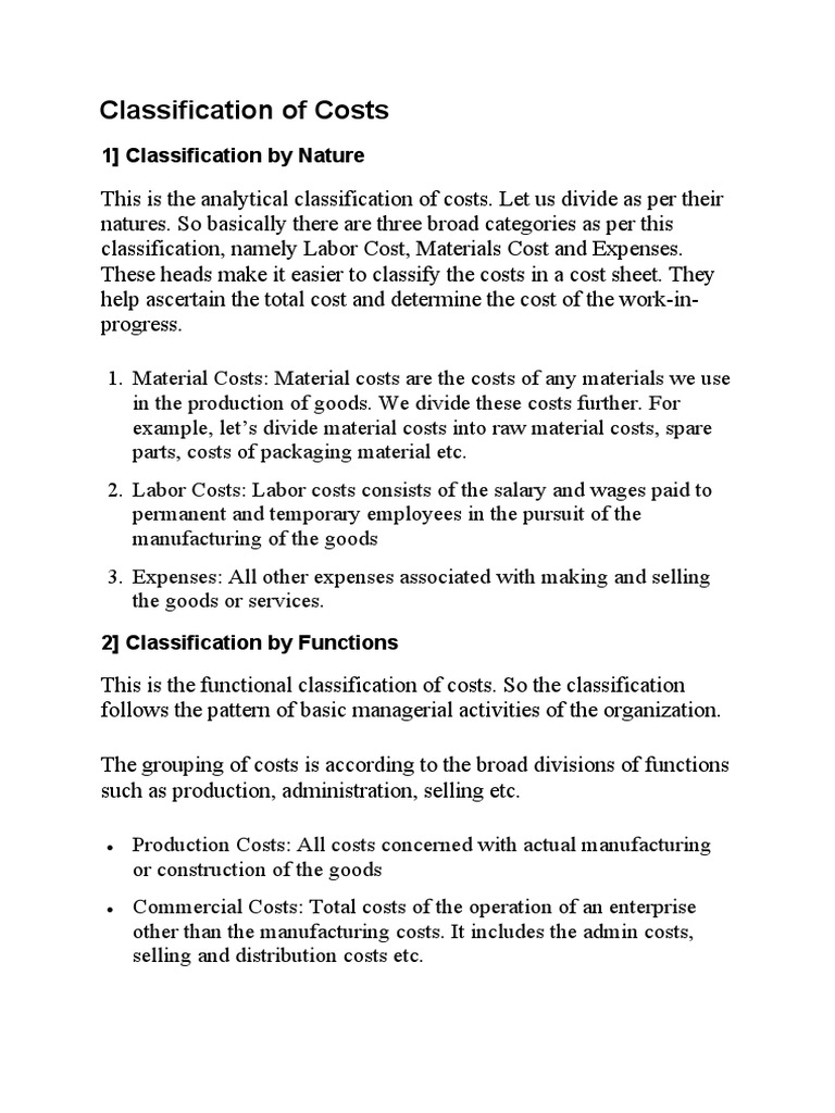 Classification of Costs | PDF | Cost Accounting | Cost