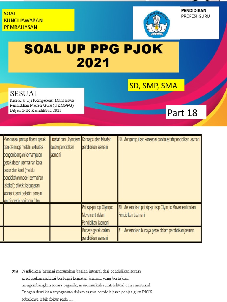 Part 18 Soal Up PPG Pjok | PDF
