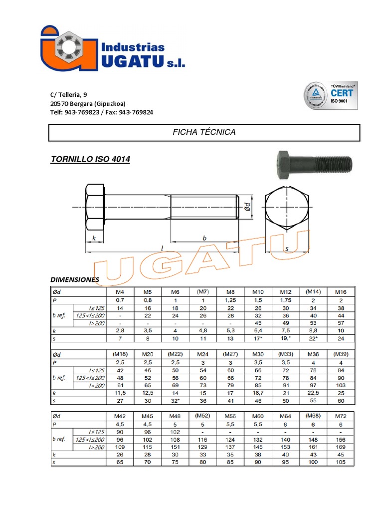Pernos Iso 4014 | PDF