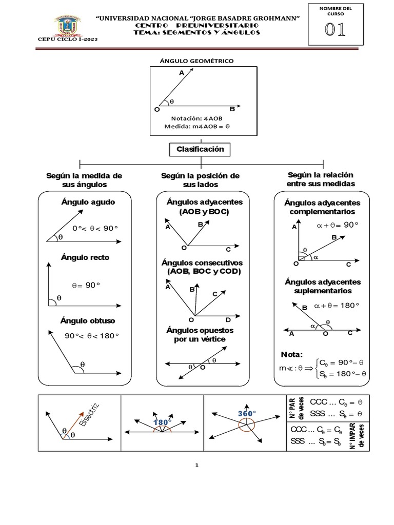 Practica 01 - Segmentos y Angulos | PDF | Ángulo | Rotación
