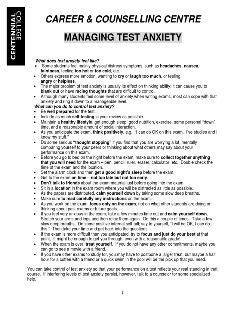 Managing Test Anxiety | PDF | Test (Assessment) | Anxiety