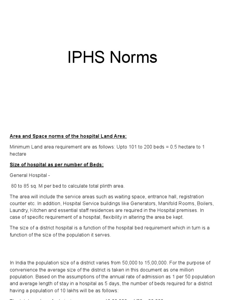 IPHS Norms | PDF | Hospital | Clinic