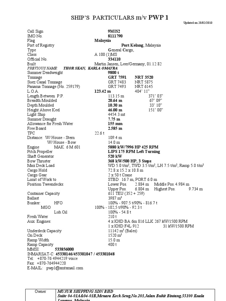 Ship's Particulars | PDF
