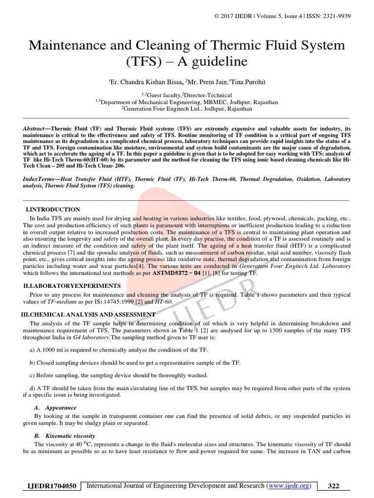 Maintenance and Cleaning of Thermal Oil | PDF | Pump | Viscosity