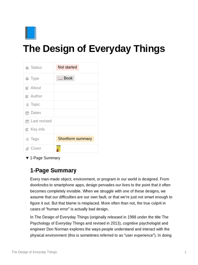 The Design of Everyday Things | PDF | Memory | Design