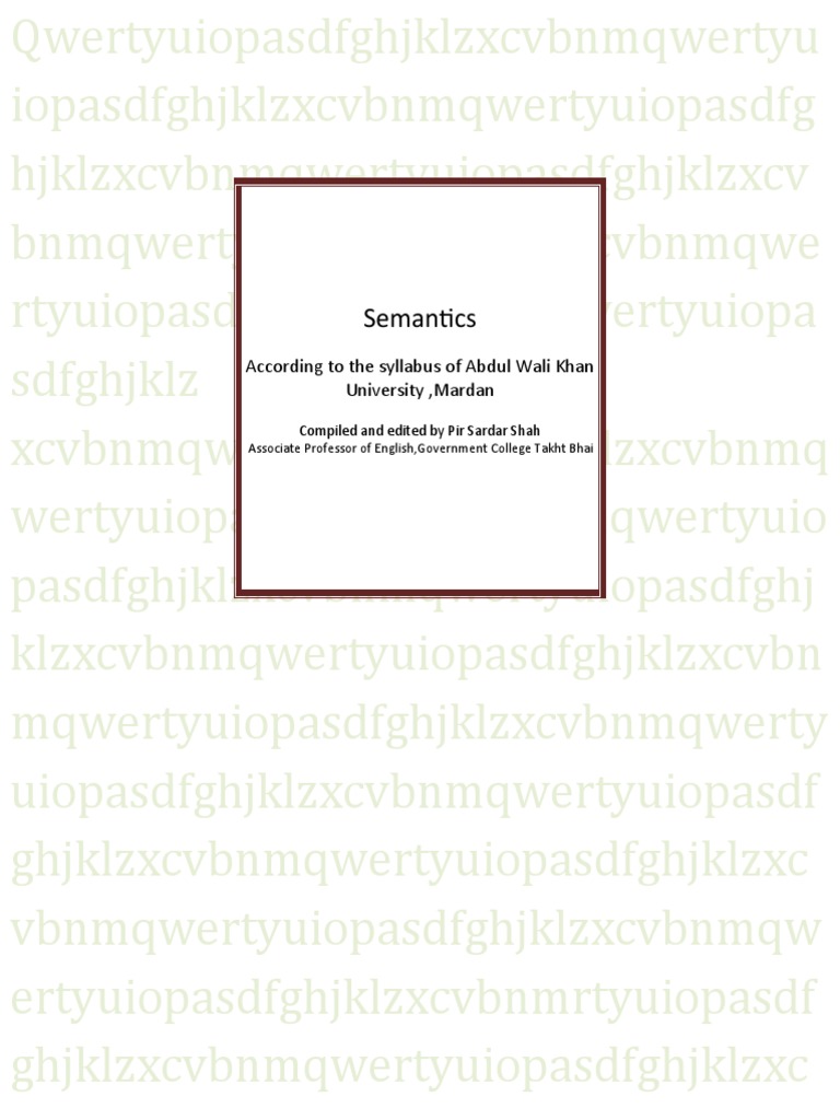 Semantics New | PDF | Logical Consequence | Verb