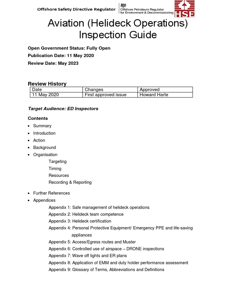 HSE Aviation-Helideck-Operations-Inspection-Guide | PDF | Unmanned ...