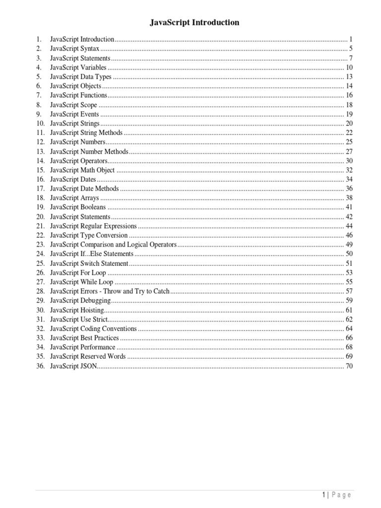Javascript Introduction Pdf Java Script Html