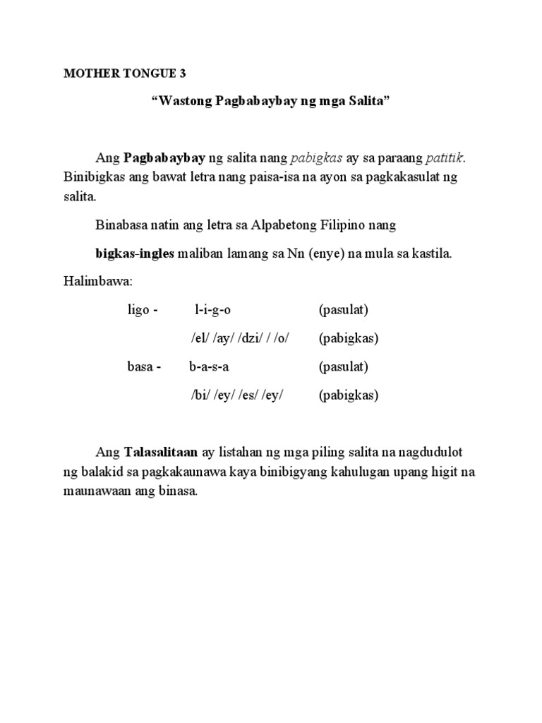Wastong Pagbaybay NG Mga Salita | PDF