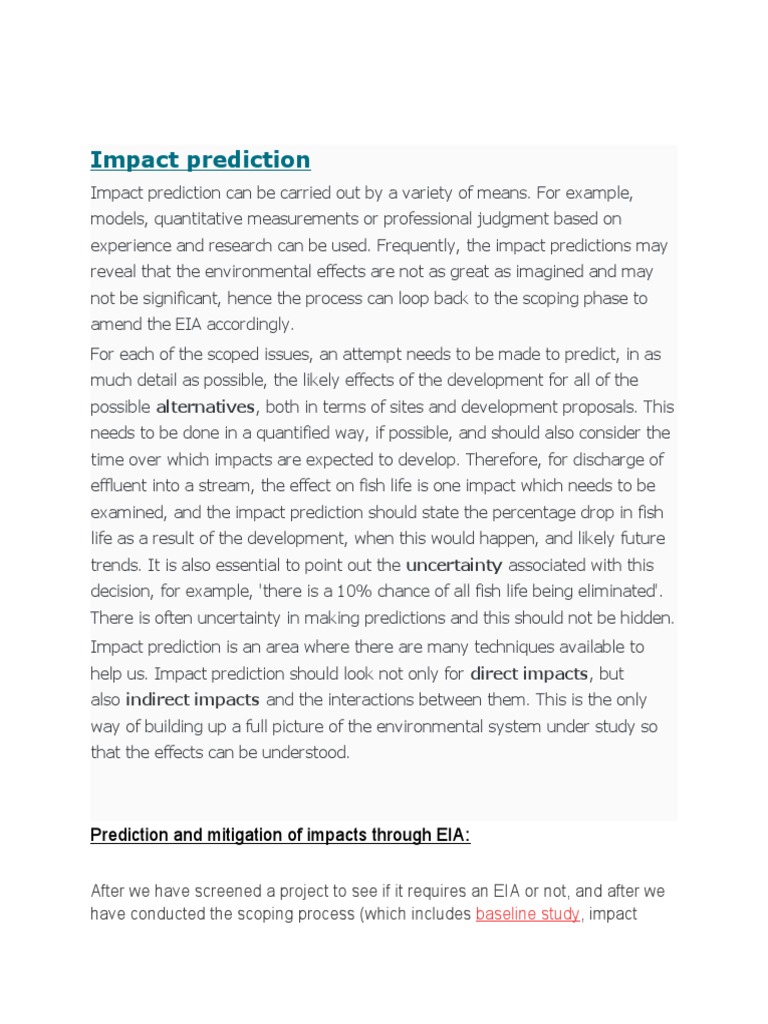 Impact Prediction: Unit 1 Introduction To Environmental Impact ...
