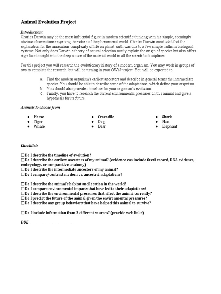 Evolution Project | PDF | Evolution | Adaptation