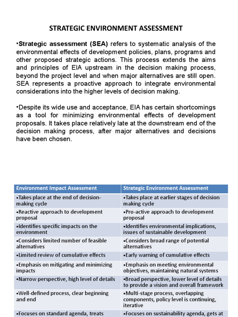 MOD 1 Strategic Environmental Assessment | PDF | Environmental Impact ...