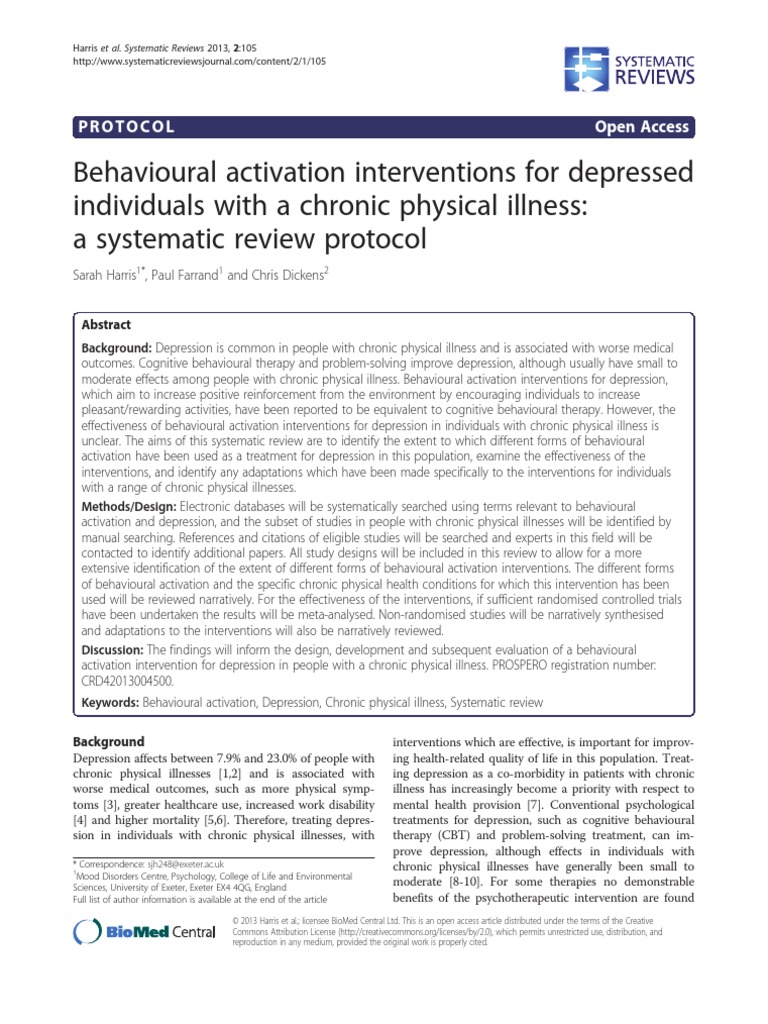 Harris Et Al., 2013 (BA - Depression - Physical Illness) | PDF ...