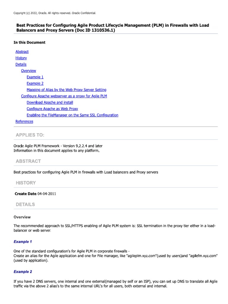 Best Practices For Configuring Agile (PLM) in Firewalls With Load Balancers and Proxy Servers | PDF