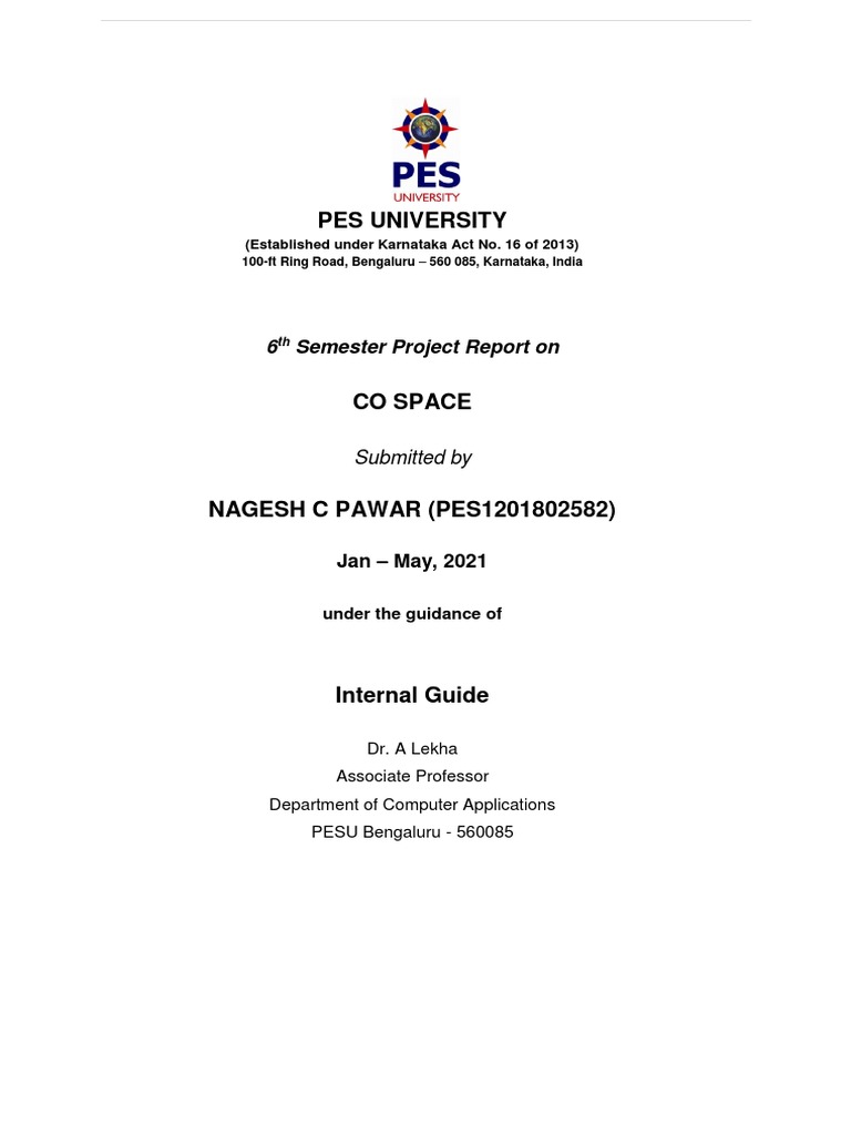 Pes University: 6 Semester Project Report On | PDF | Android (Operating ...