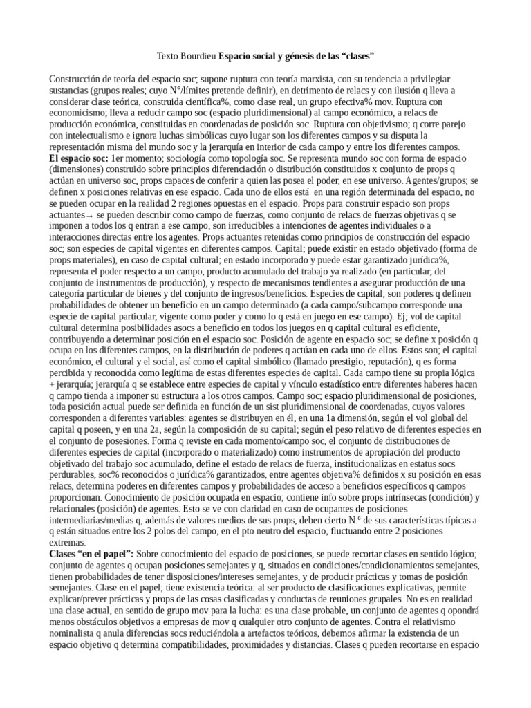 Texto Bourdieu Espacio Social y Genesis de Clase | PDF | Estado (política) | Capital (economía)