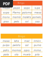Bingo de Palabras con la Letra M | PDF