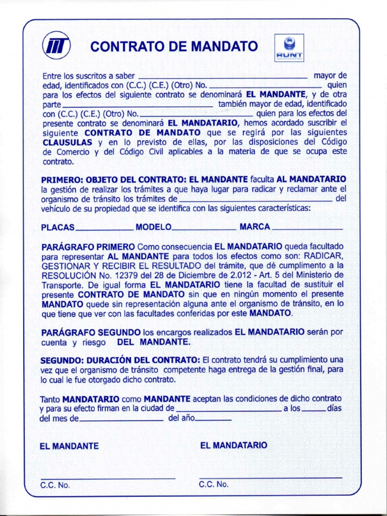 Contrato Mandato Runt | PDF