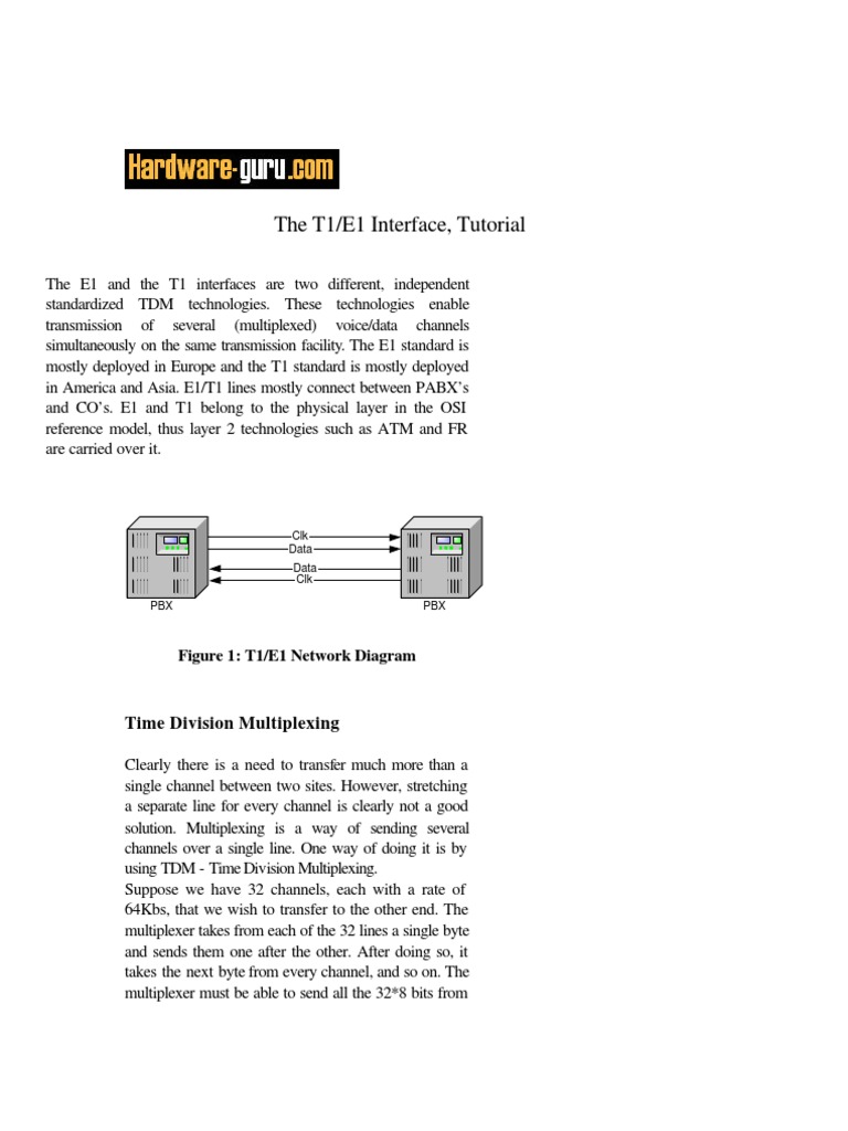 E1 T1 Tutorial | PDF | Multiplexing | Data Transmission