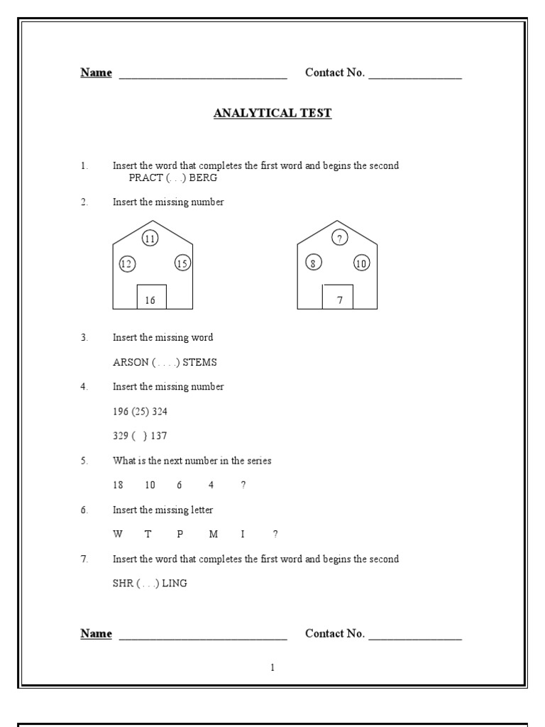 Analytical Test Questions and Answers | PDF