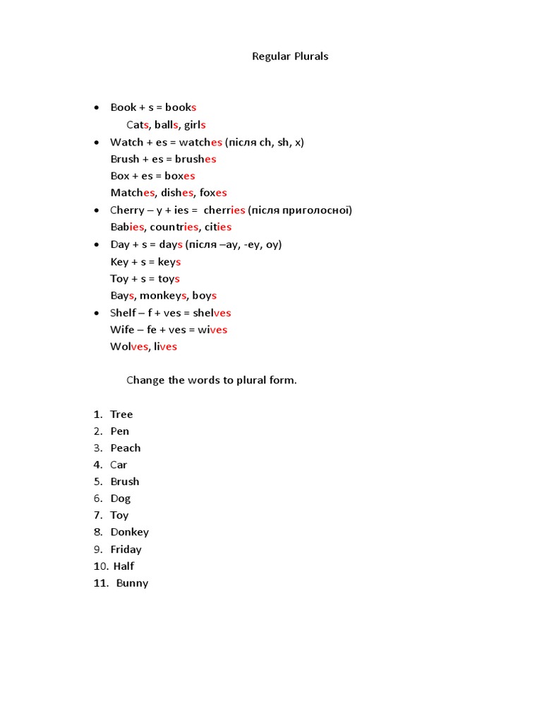 Regular Plurals | PDF