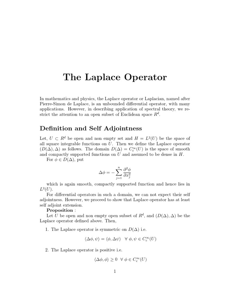The Laplace Operator: Definition and Self Adjointness | Download Free PDF | Function ...