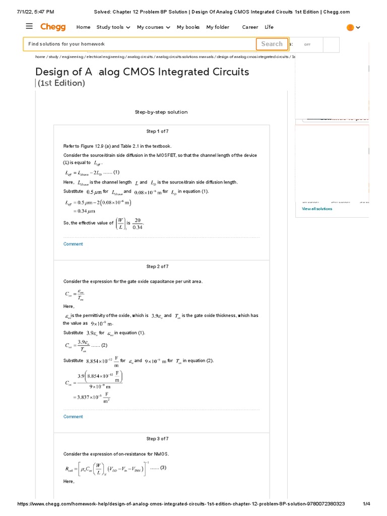 Design of Analog CMOS Integrated Circuits: (1st Edition) | PDF | Cmos ...