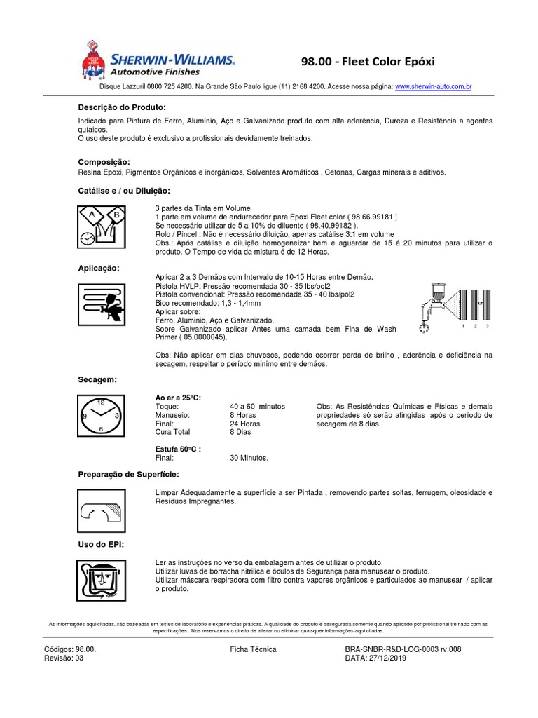 Aplicação de Epóxi Fleet Color 98.00 | PDF | Epóxi | Química