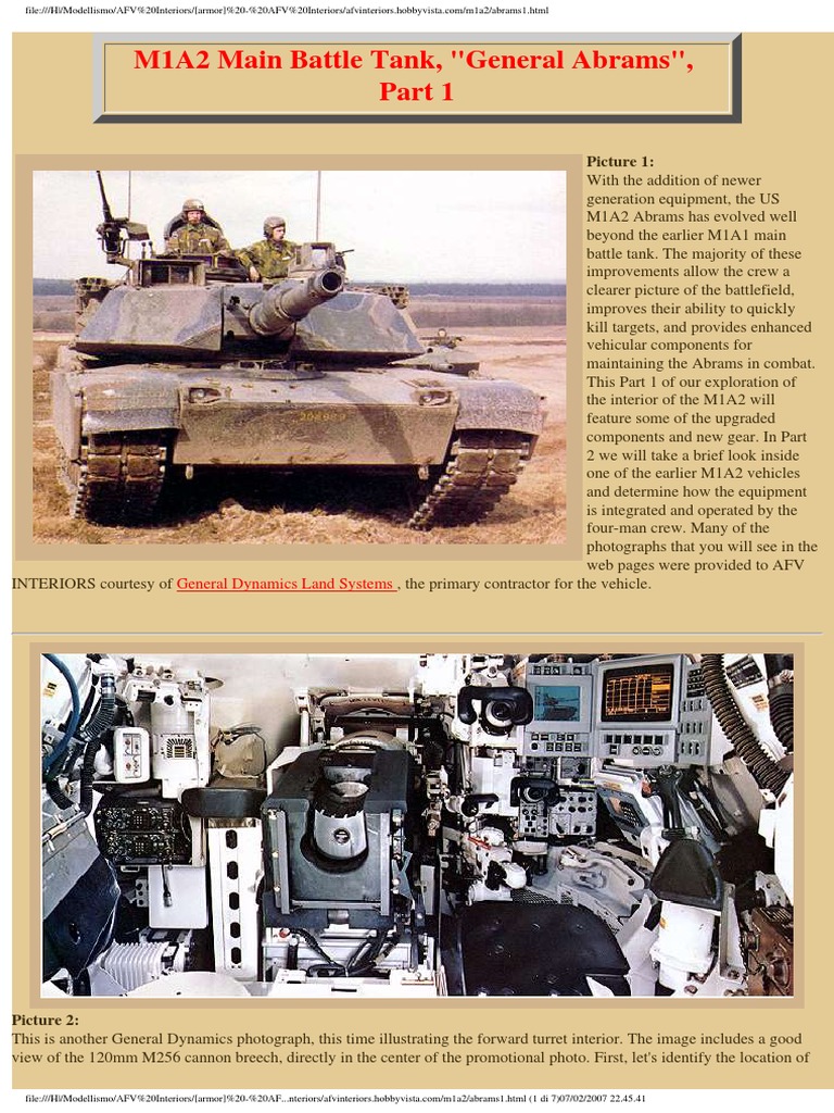 AFV Interiors - M1a2 Abrams | PDF | Tanks | Gun Turret