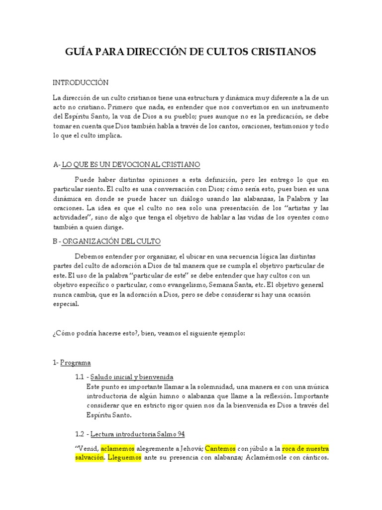 Guía para Dirección de Cultos Cristianos | PDF | Dios | Sermón