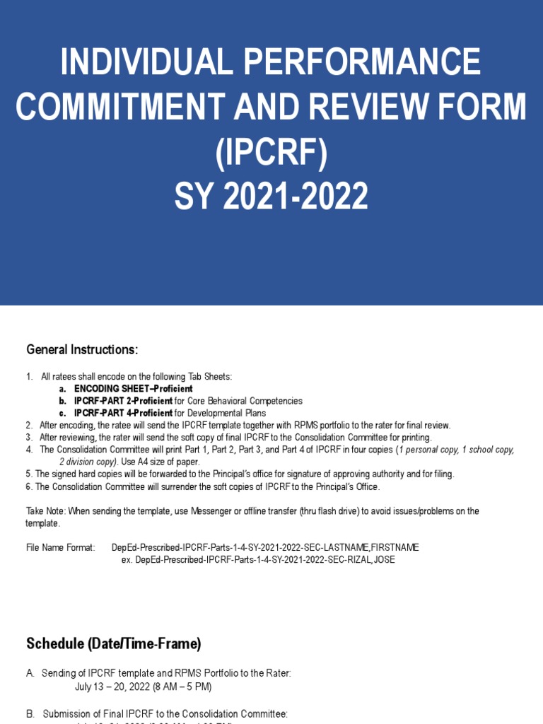 IPCRF Guidelines SY 2021-2022 | PDF