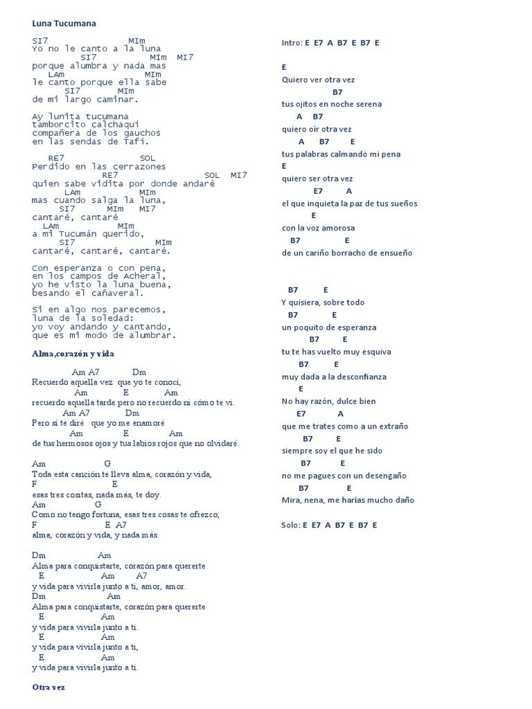 Letras y Acordes | Descargar gratis PDF | Canciones