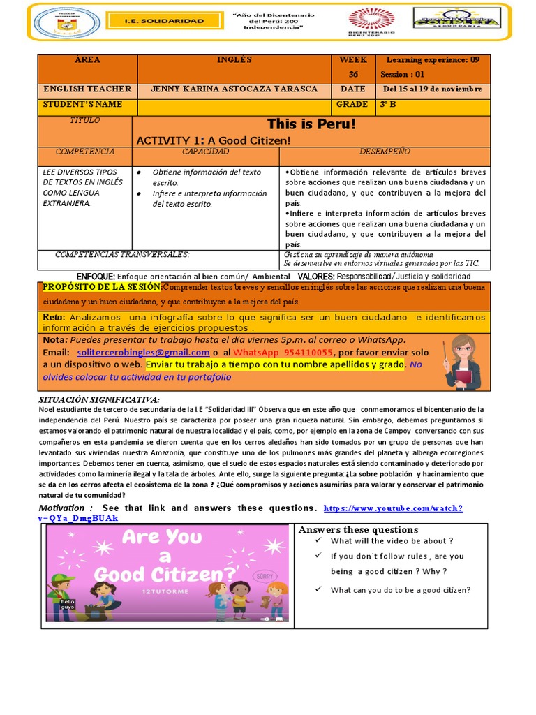 Ser un Buen Ciudadano en Perú | PDF | Ciencias sociales | Salud y bienestar