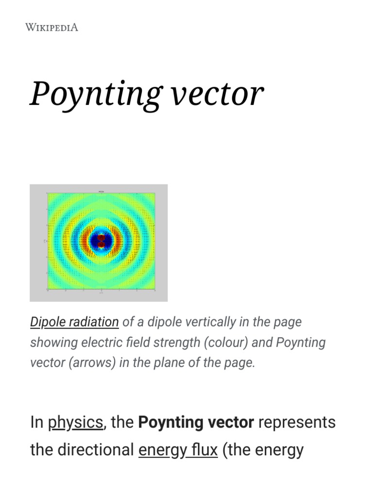 Poynting Vector - Wikipedia | PDF | Electricity | Applied And ...