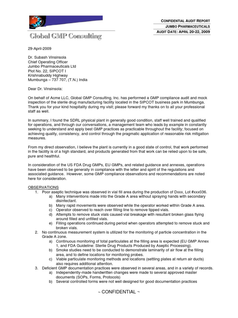 GMP Compliance Audit Summary | PDF | Pharmaceutical | Business