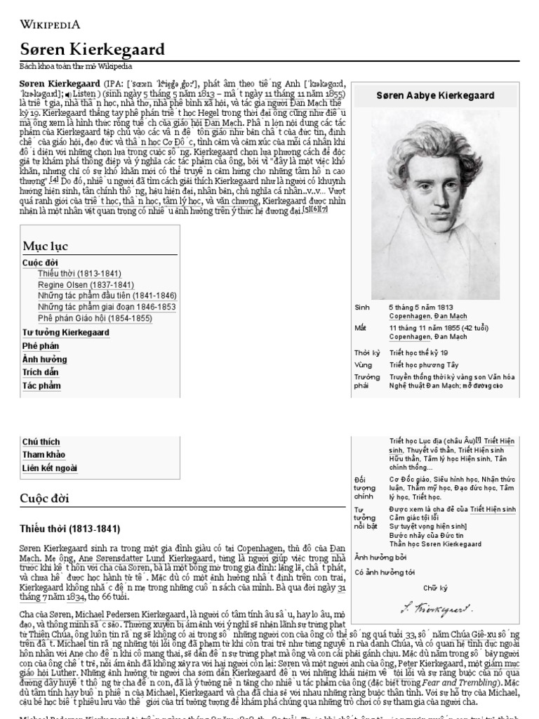 Søren Kierkegaard - Wikipedia tiếng Việt | PDF