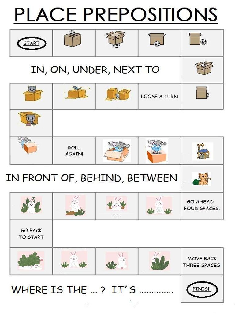 Place Prepositions Boardgame - First Grade | PDF