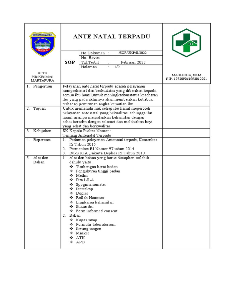 Sop Anc Terpadu.2022 | PDF