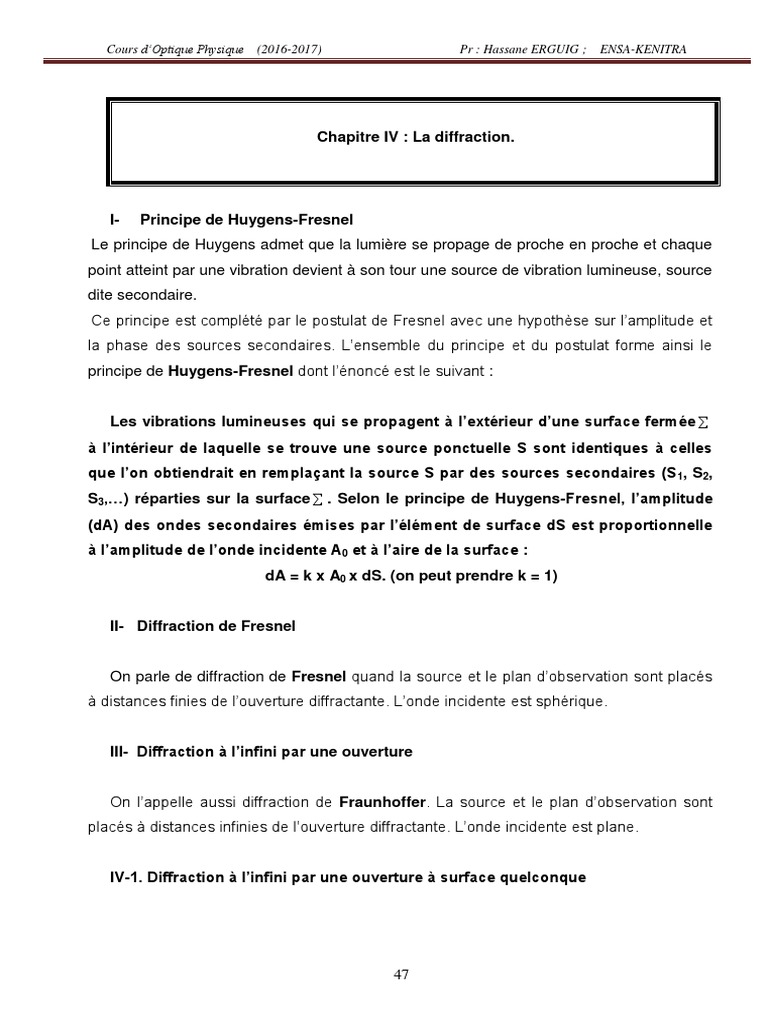 Diffraction en Optique Physique | PDF | Oscillation | Vagues