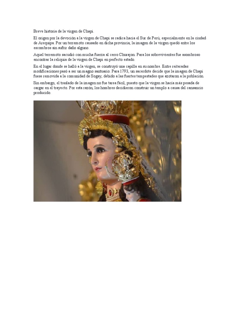 Breve Historia de La Virgen de Chapi | PDF