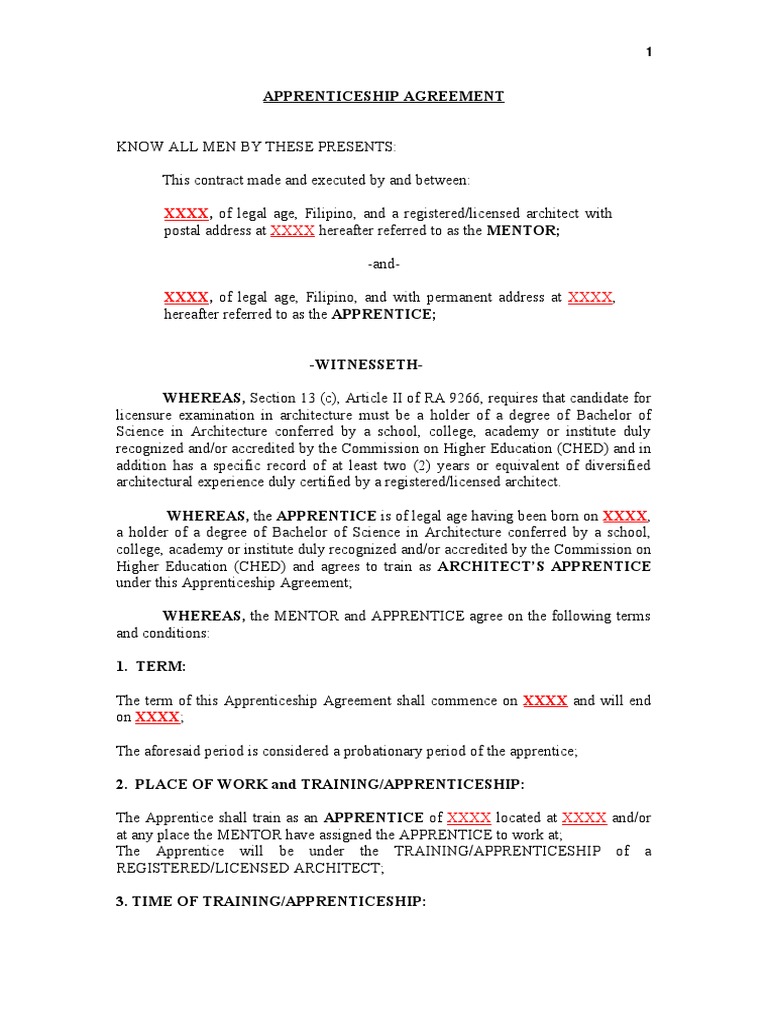 Apprenticeship Agreement | PDF | Apprenticeship | Employment