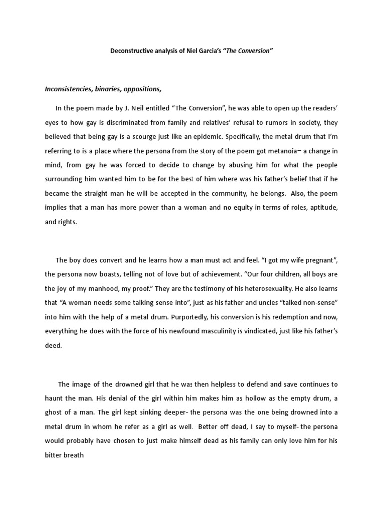 Deconstructive Analysis of Niel Garcia | PDF | Poetry